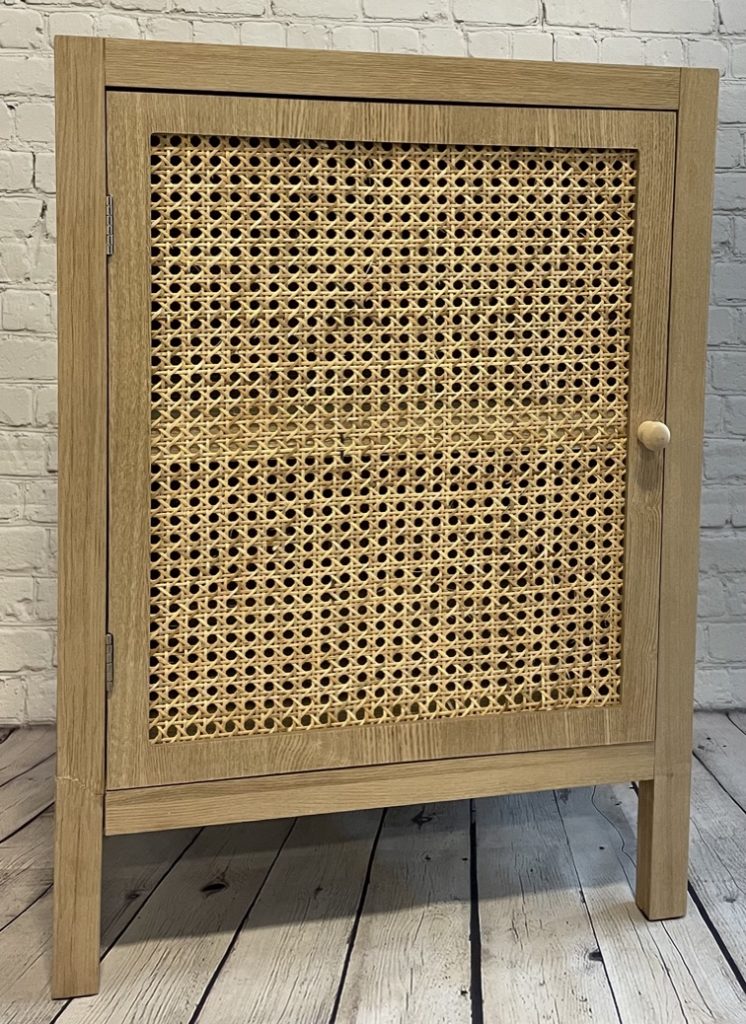 BS123-Blonde Wood, Wicker panel door – The Rental Dept